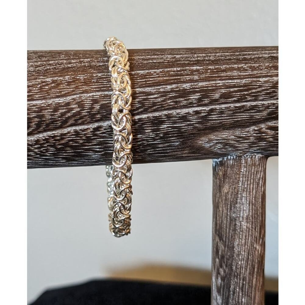 Sterling 925 Italy Byzantine Chain Link Bracelet - Gem